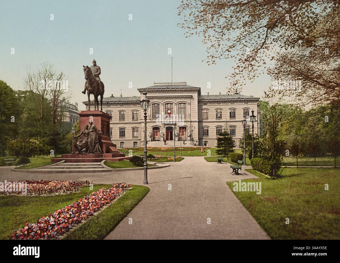 Vintage photochrom print of Castle Garden with university and Kaiser ...
