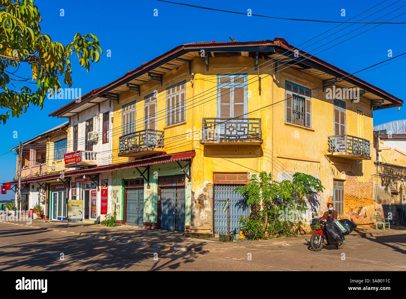 Laos, Khammouane province, Thakhek, former colonial town, retains some ...
