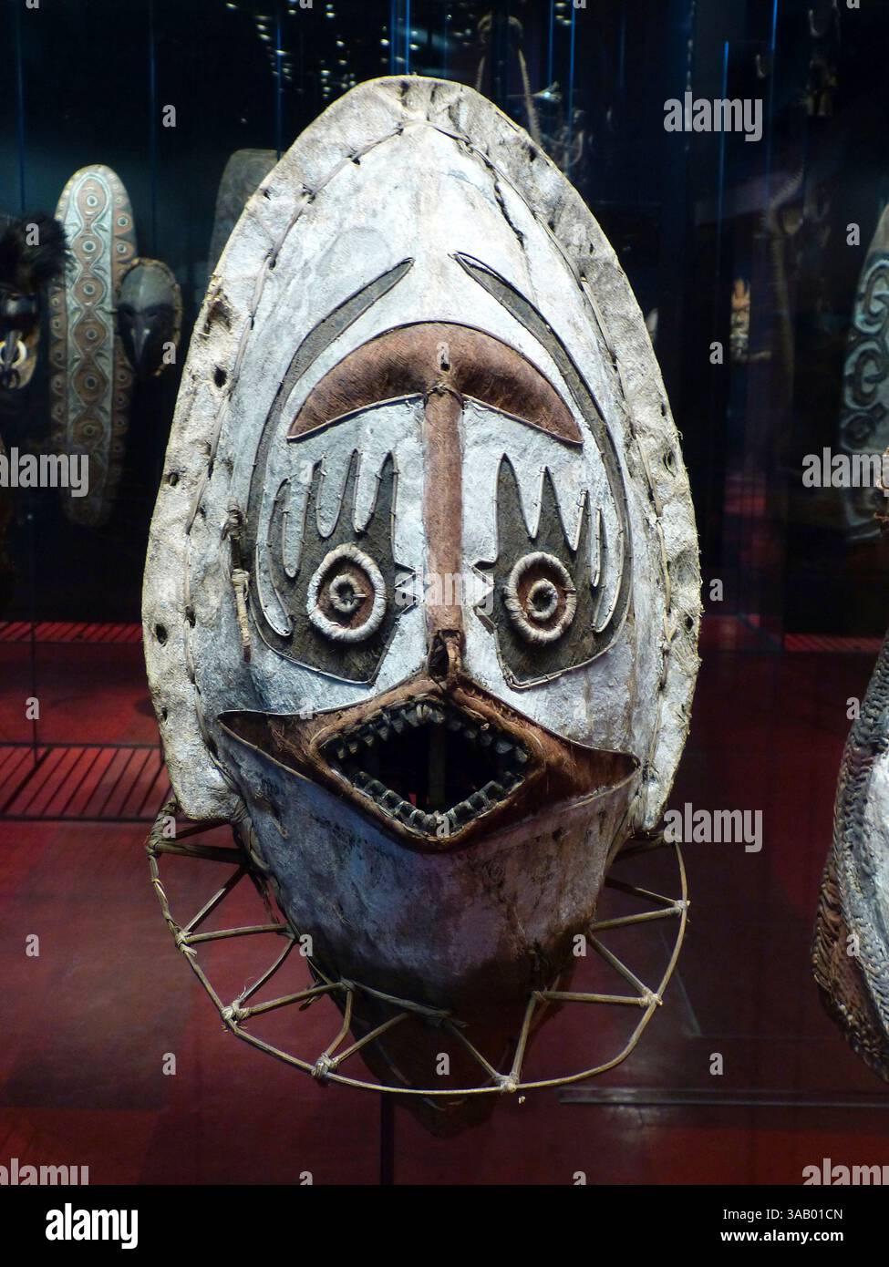 Paris, France – April 25, 2012. Aboriginal mask at Musee du Quai Branly ...