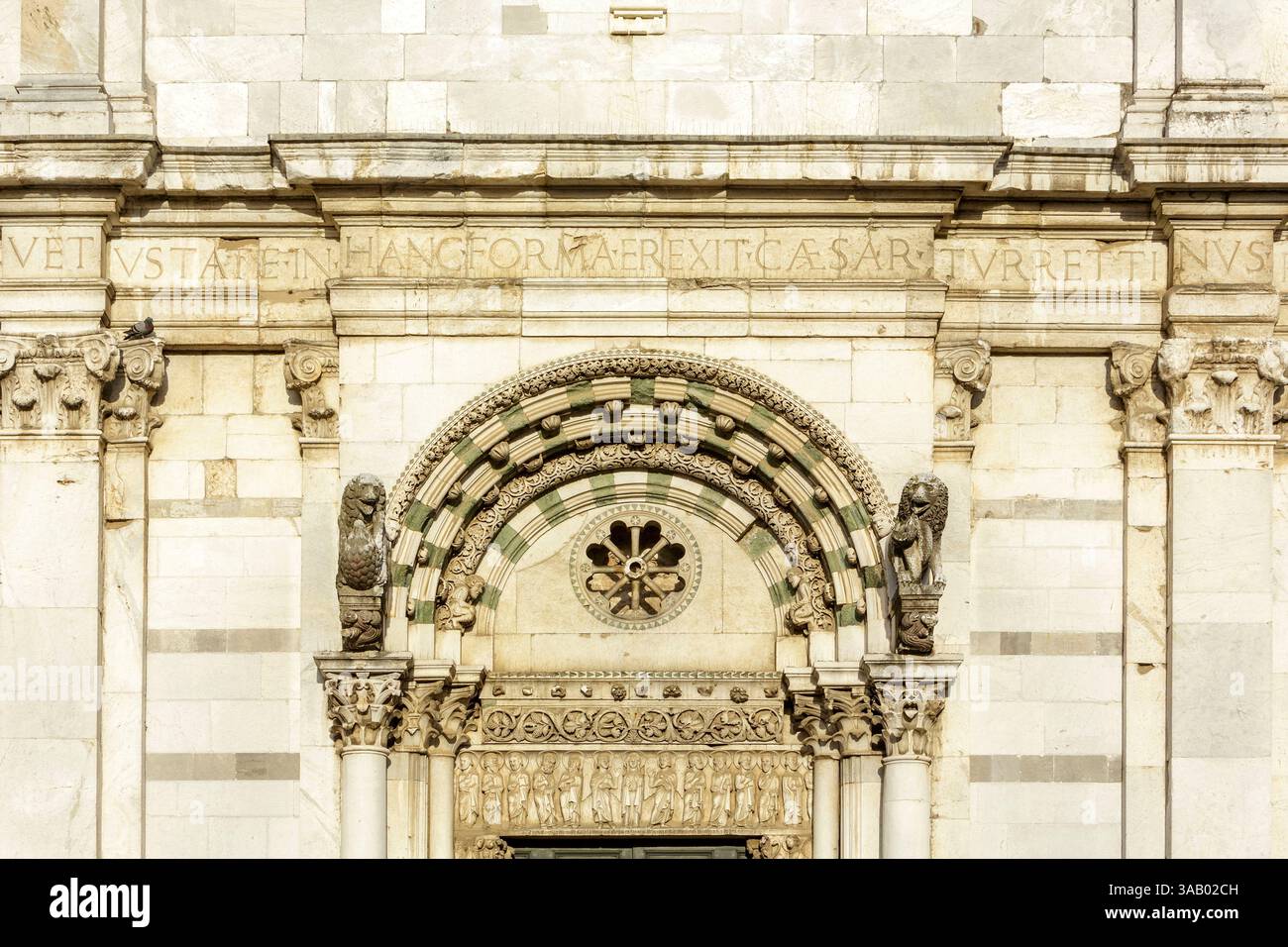 Italy, Tuscany, Lucca province, Lucca, the main gate and the architrave ...