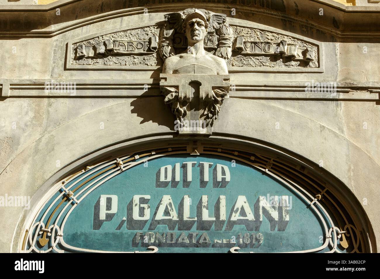 Italy, Tuscany, Lucca province, Lucca, sign of the Ditta Galliani ...