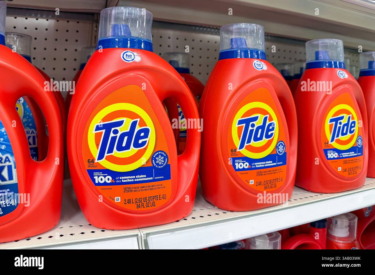 HUDSON WI, USA, JANUARY 22, 2025: Tide Laundry detergent on retail ...