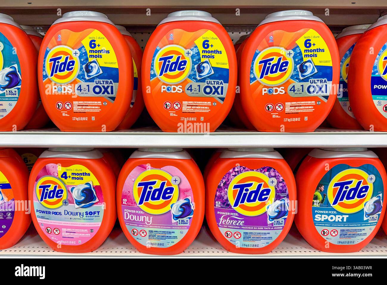 HUDSON WI, USA, JANUARY 22, 2025: Tide Laundry detergent on retail ...