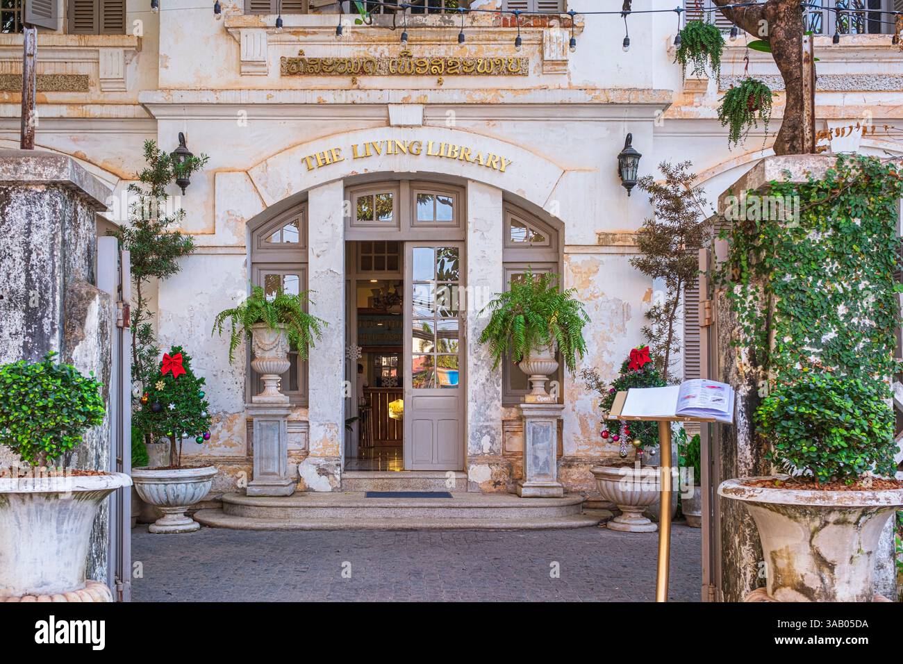 Laos, Vientiane, former National Library, a colonial-era building (1956 ...