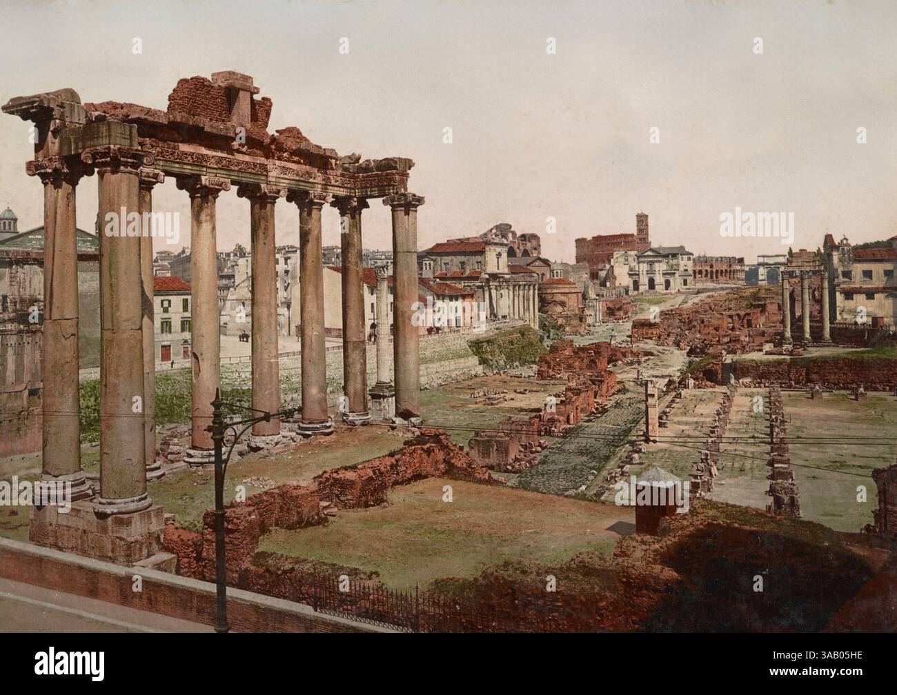 Vintage photochrom print of The Temple of Saturn in the Roman Forum ...