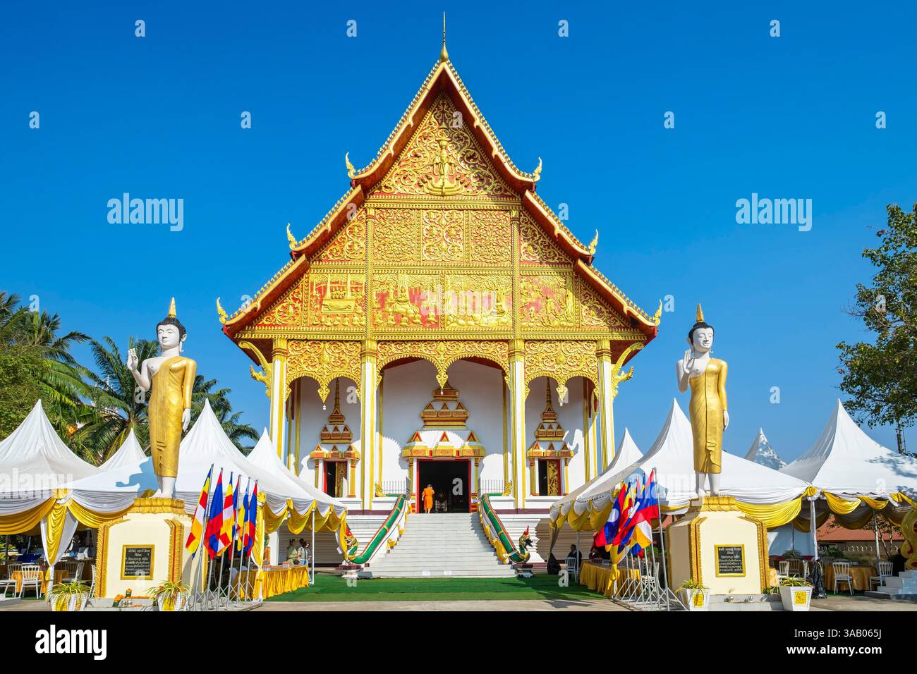 Laos, Vientiane, Wat That Luang Neua near the golden stupa Pha That ...