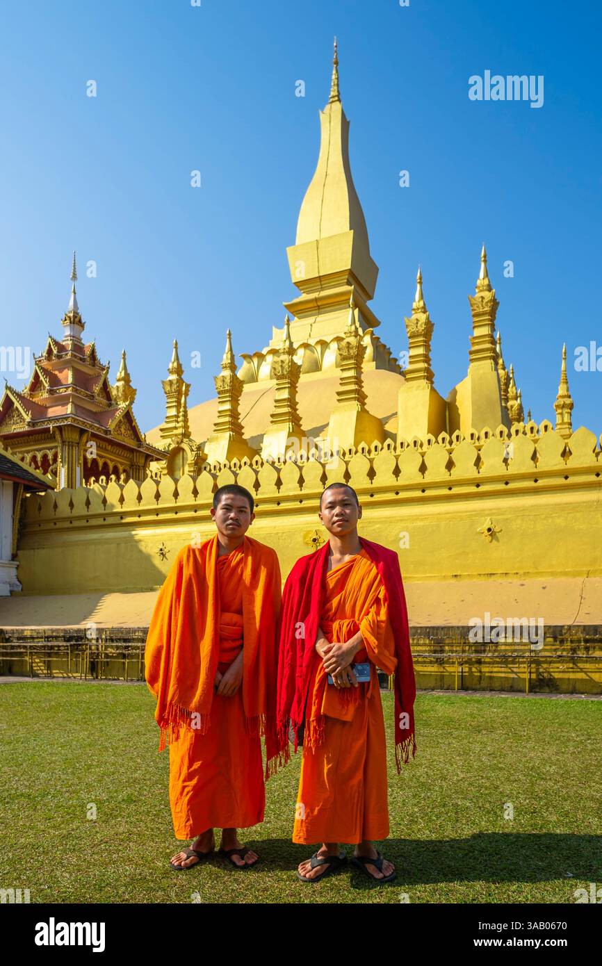 Laos, Vientiane, Pha That Luang, gold-covered Buddhist stupa, the most ...