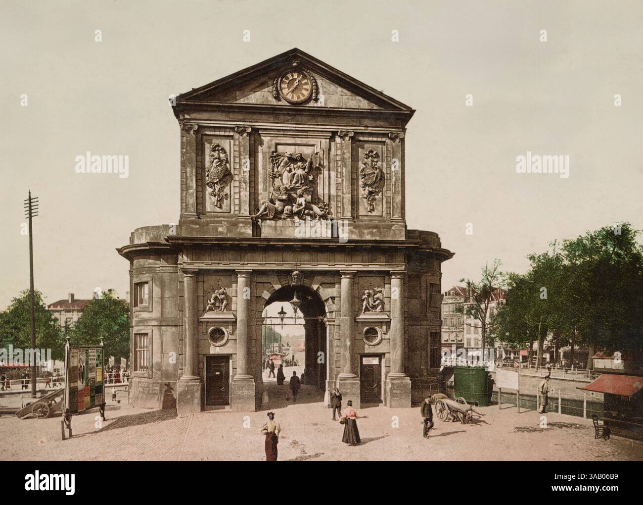 Vintage photochrom print of the Delftsche Poort (the Delft Gate) in ...