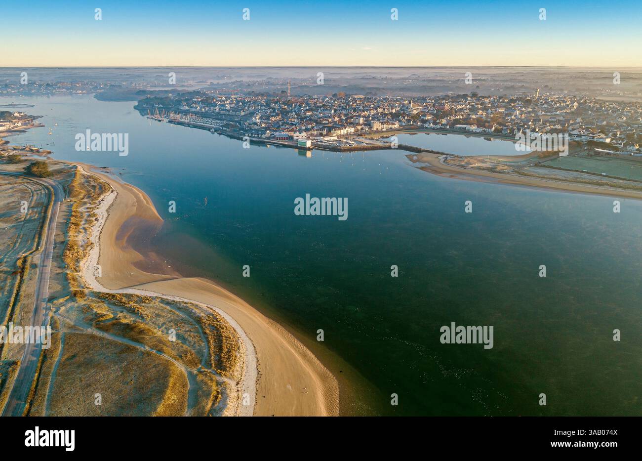 France, Morbihan, Etel, Etel river, the Etel bar and its sandbanks at ...