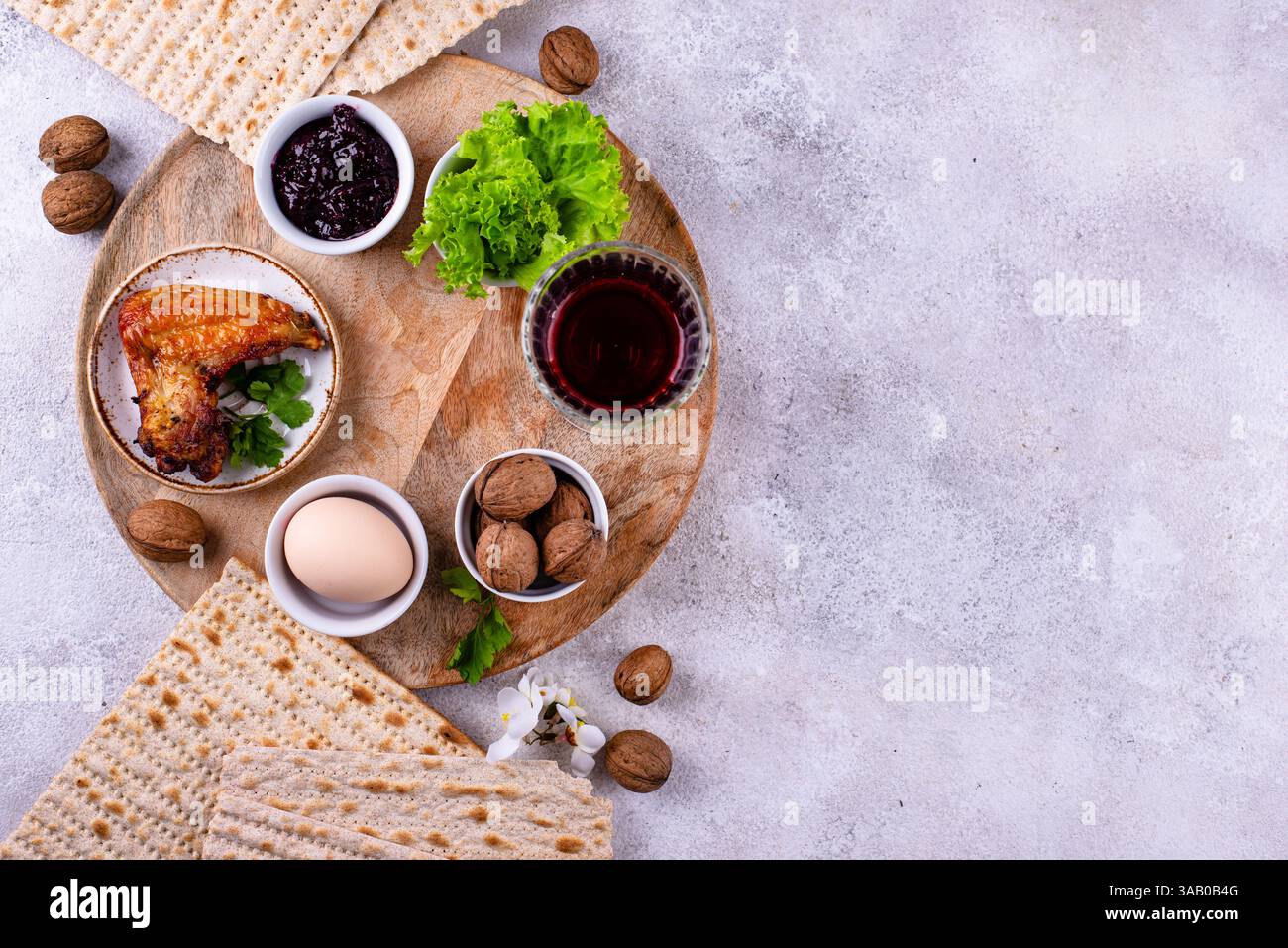 Traditional Passover Seder plate with symbolic foods. Symbolic of ...