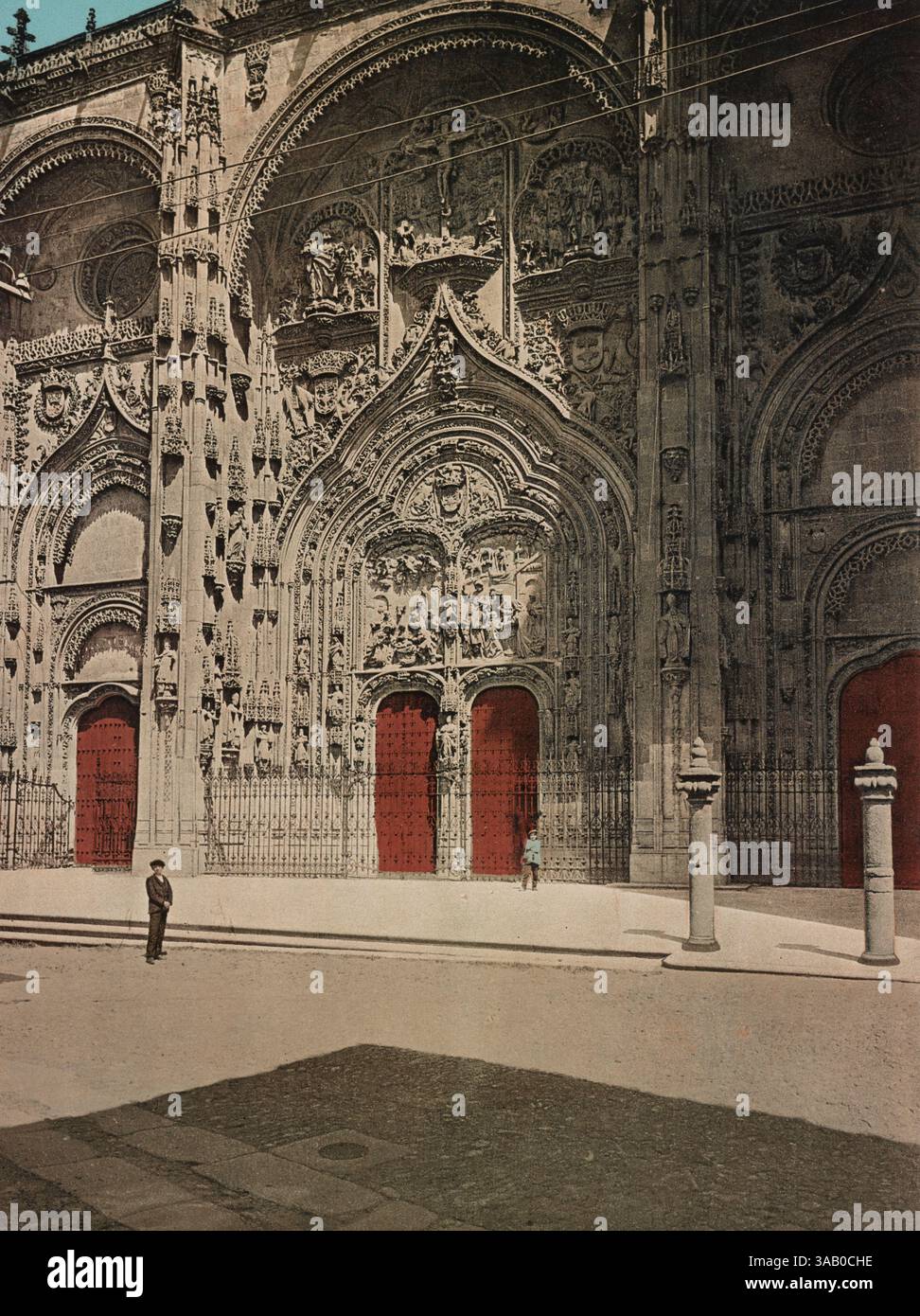 Vintage photochrom print of the western facade of the New Cathedral of ...