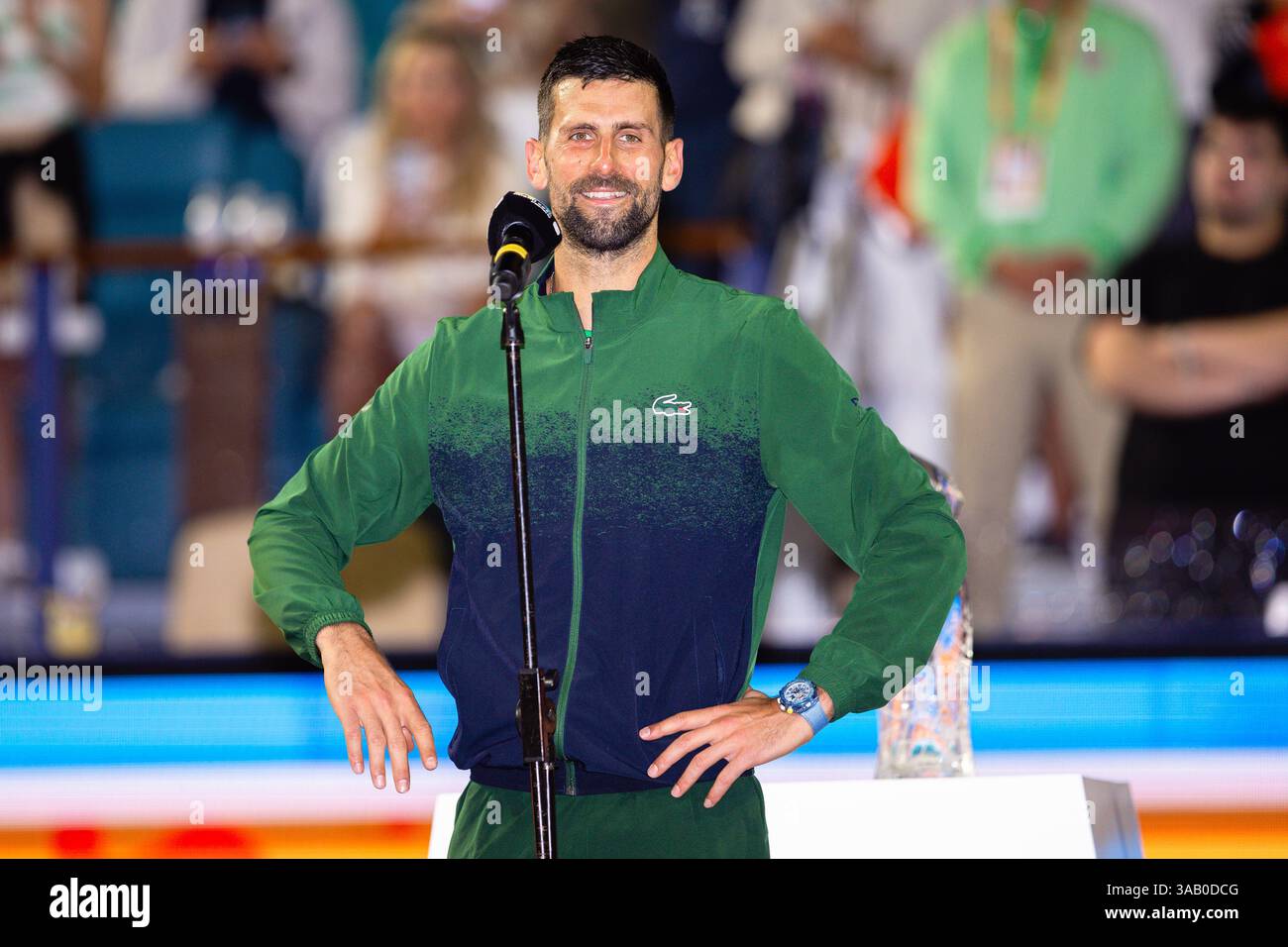 MIAMI GARDENS, FLORIDA - MARCH 30: Novak Djokovic of Serbia smiles ...
