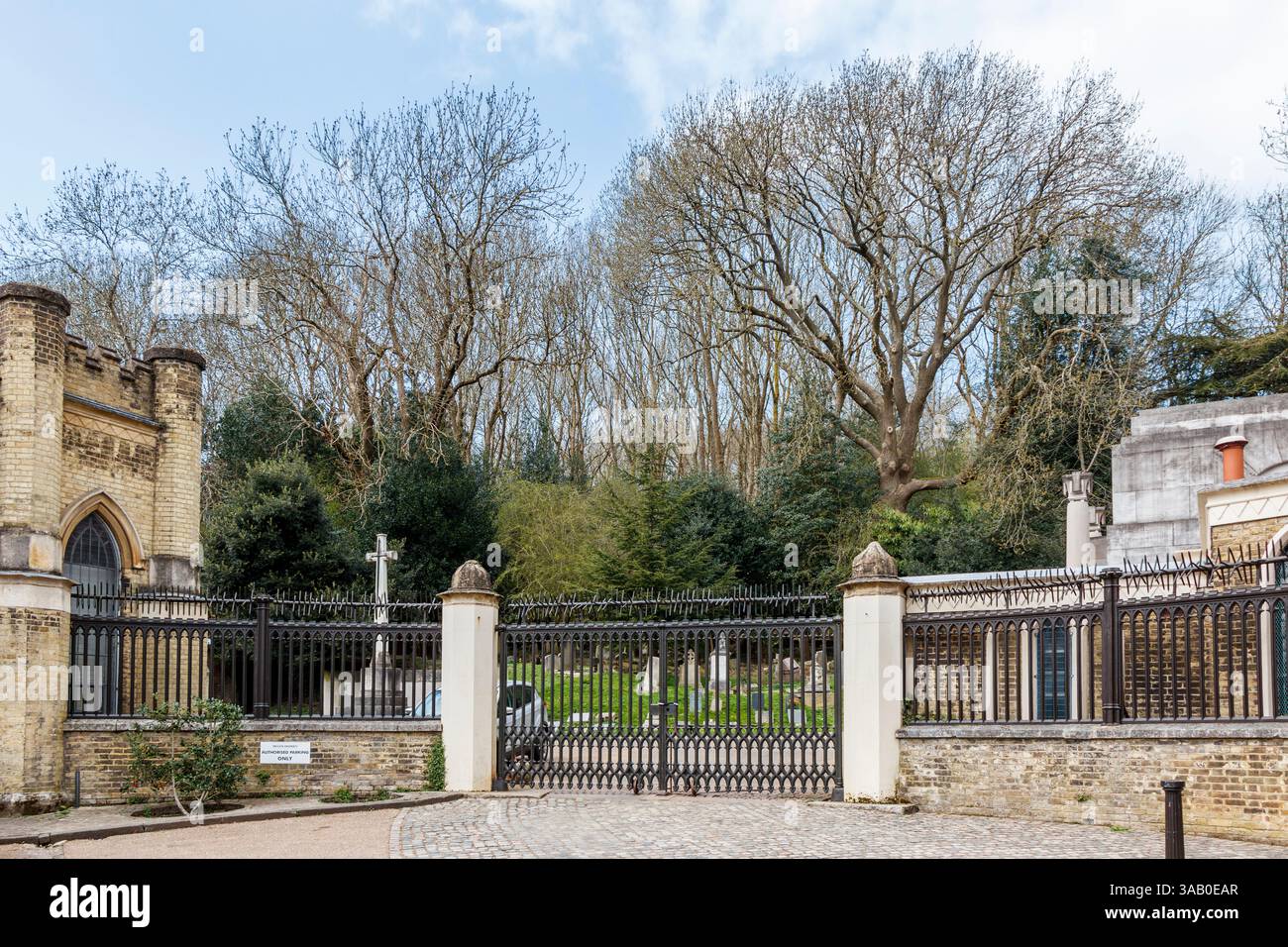 The main entrance of Highgate West cemetery in Swains Lane, London, UK ...