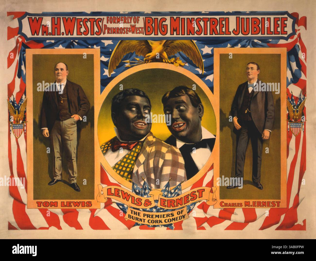 Vintage poster of Wm. H. West's Big Minstrel Jubilee, featuring Lewis ...