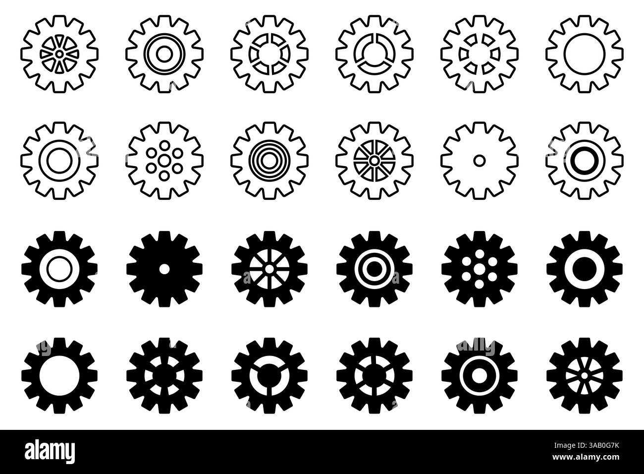 Gears icon set. Setting gears icon. Collection of mechanical cogwheels ...