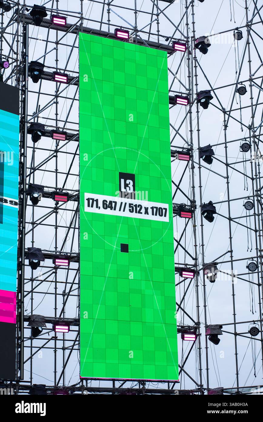 led screen installation and calibration for event stage setup, panel ...