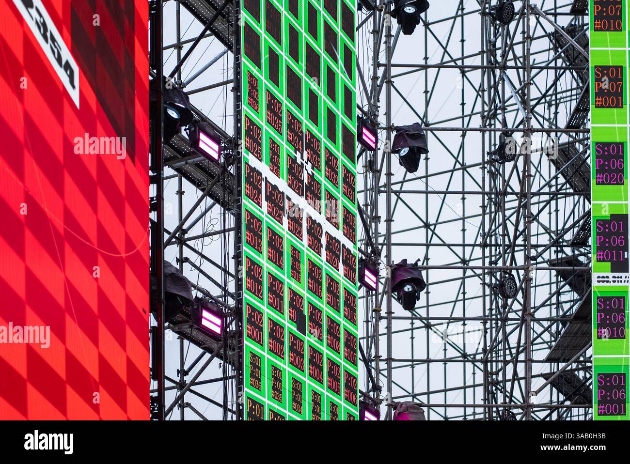 led screen installation and calibration for event stage setup, panel ...
