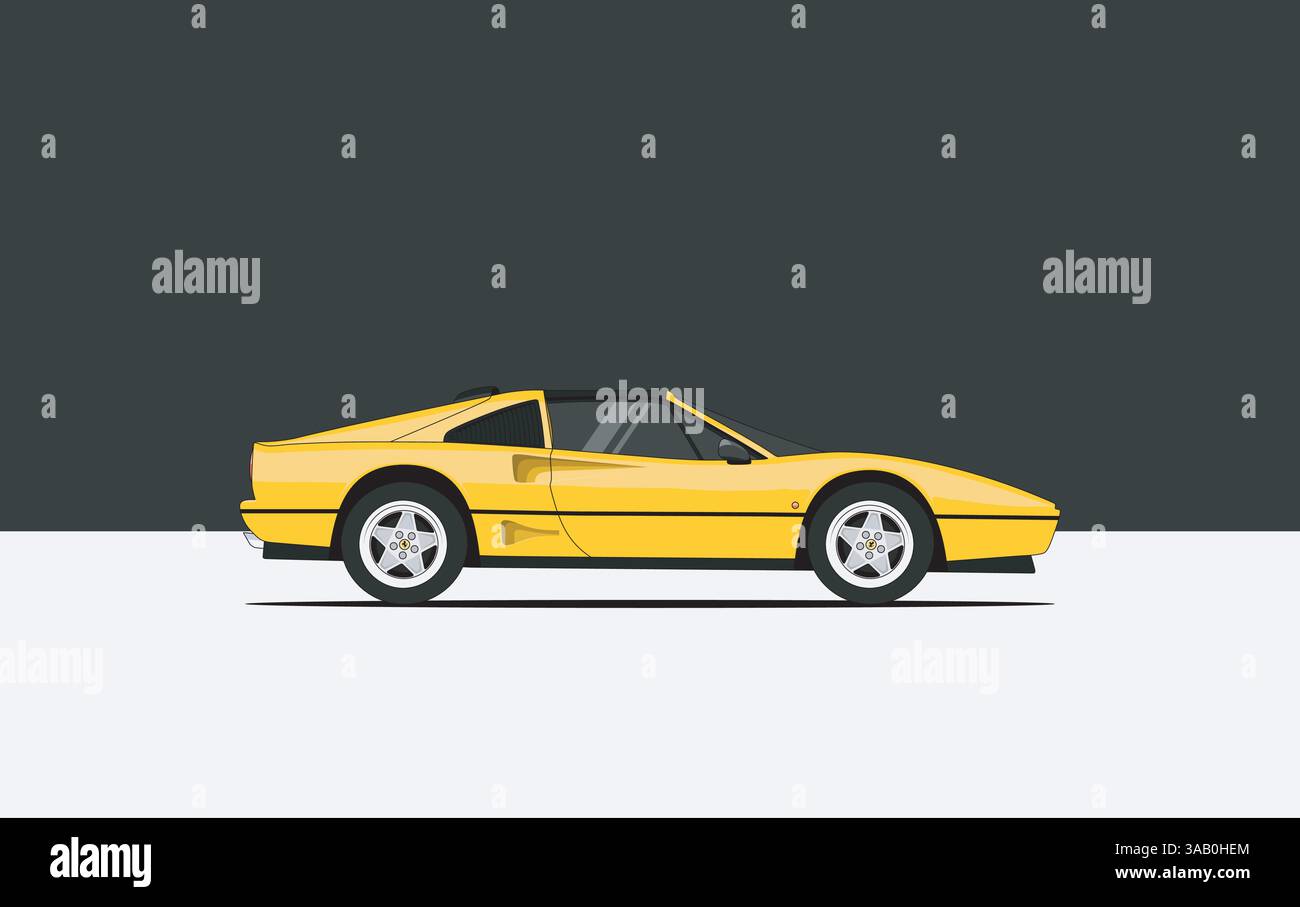 Italy, 1987: Ferrari 328 GTS Turbo. Vector illustration Stock Vector ...