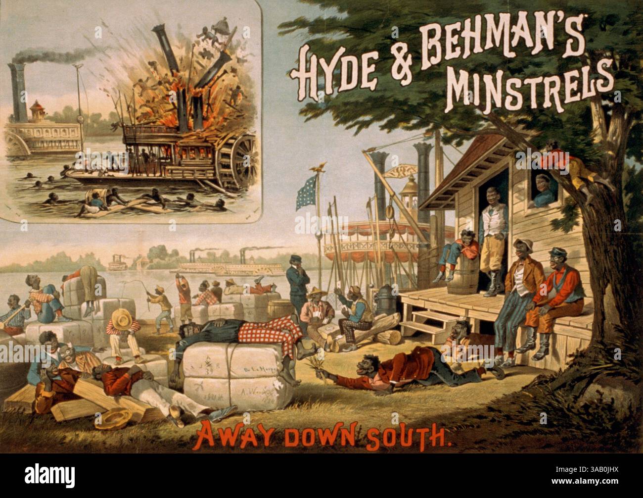 Vintage poster of Hyde & Behman's Minstrels, circa 1884. Includes small ...