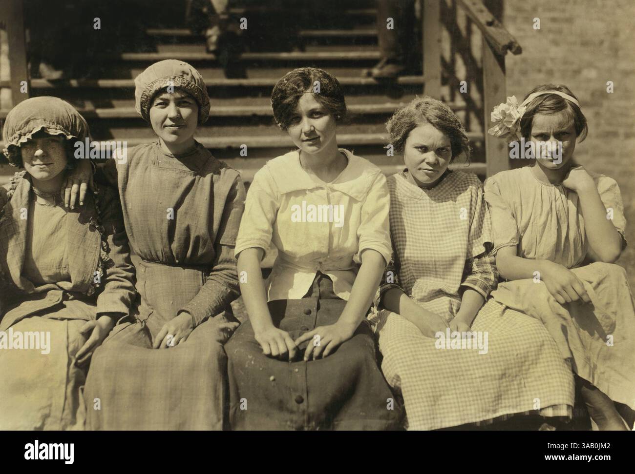 January 24, 2018 - Group of Typical Mill Girls at Cotton Mill, Seated ...