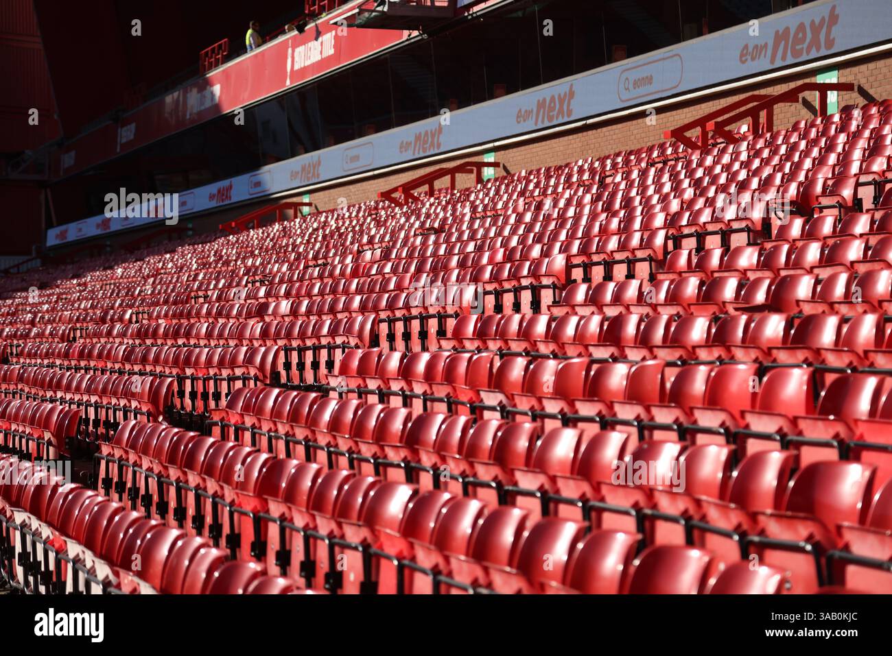 Nottingham, UK. 01st Apr, 2025. The sun shines on empty red seats at ...
