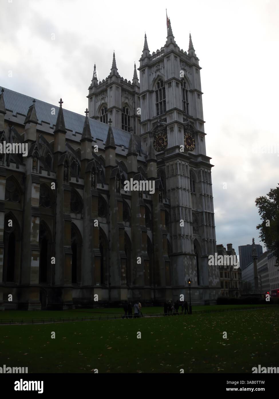 A side view of a grand Gothic cathedral with tall towers and intricate ...