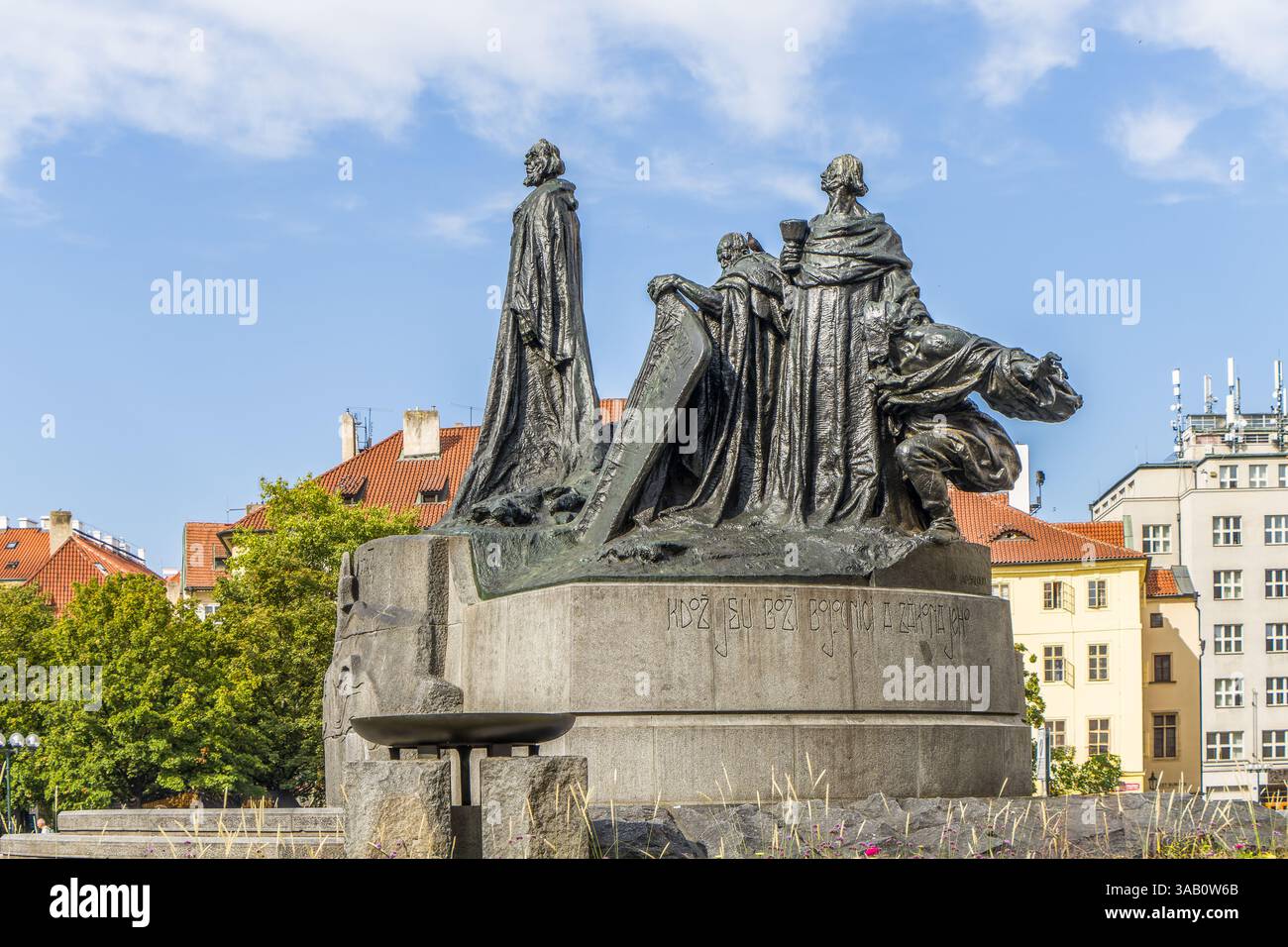 Prague, Czech Republic. The Jan Hus monument by Ladislav Saloun is ...