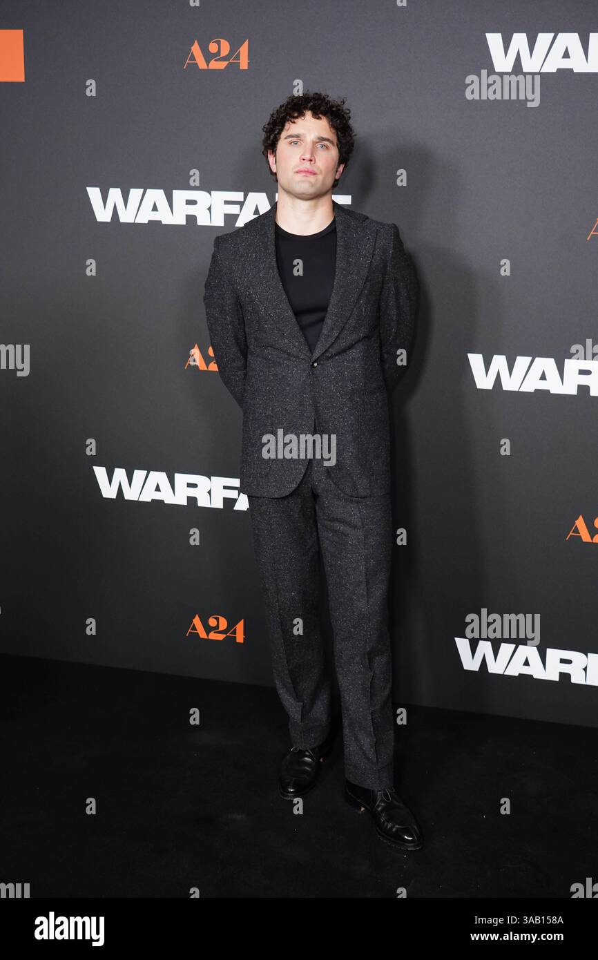 Alex Brockdorff arriving for a special screening of Warfare, at The ...