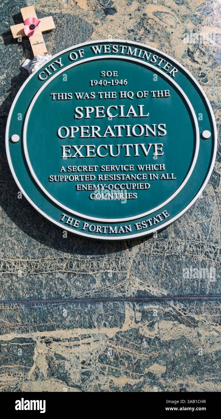 Portman Estates commemorative wall plaque marking HQ for the Special ...