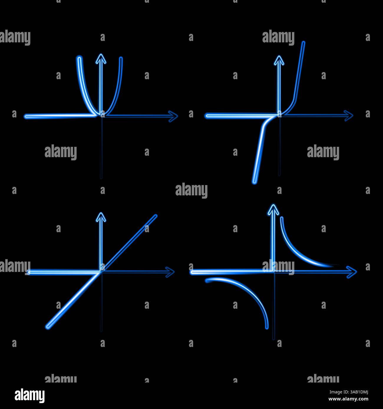 Vector isolated illustration of a set of algebraic symbols with neon ...