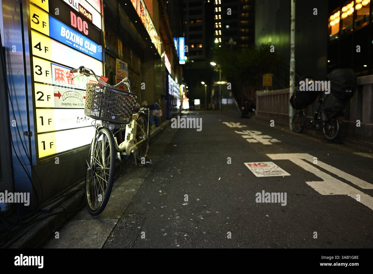 Night streets of Tokyo, Japan – neon-lit alleys, bicycles, and vibrant ...