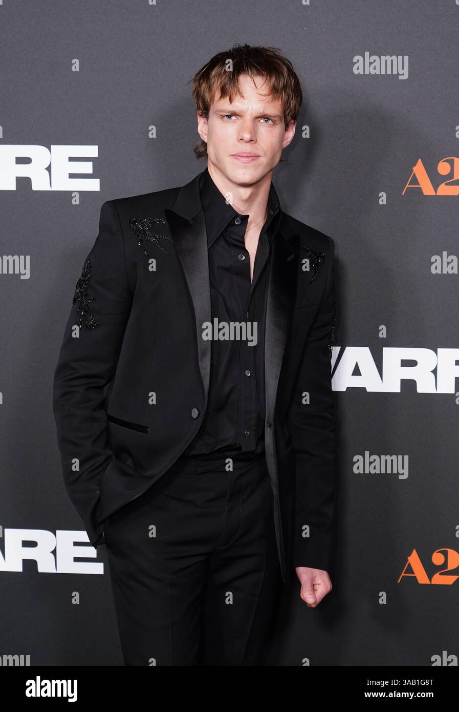 Finn Bennett arriving for a special screening of Warfare, at The Cinema ...