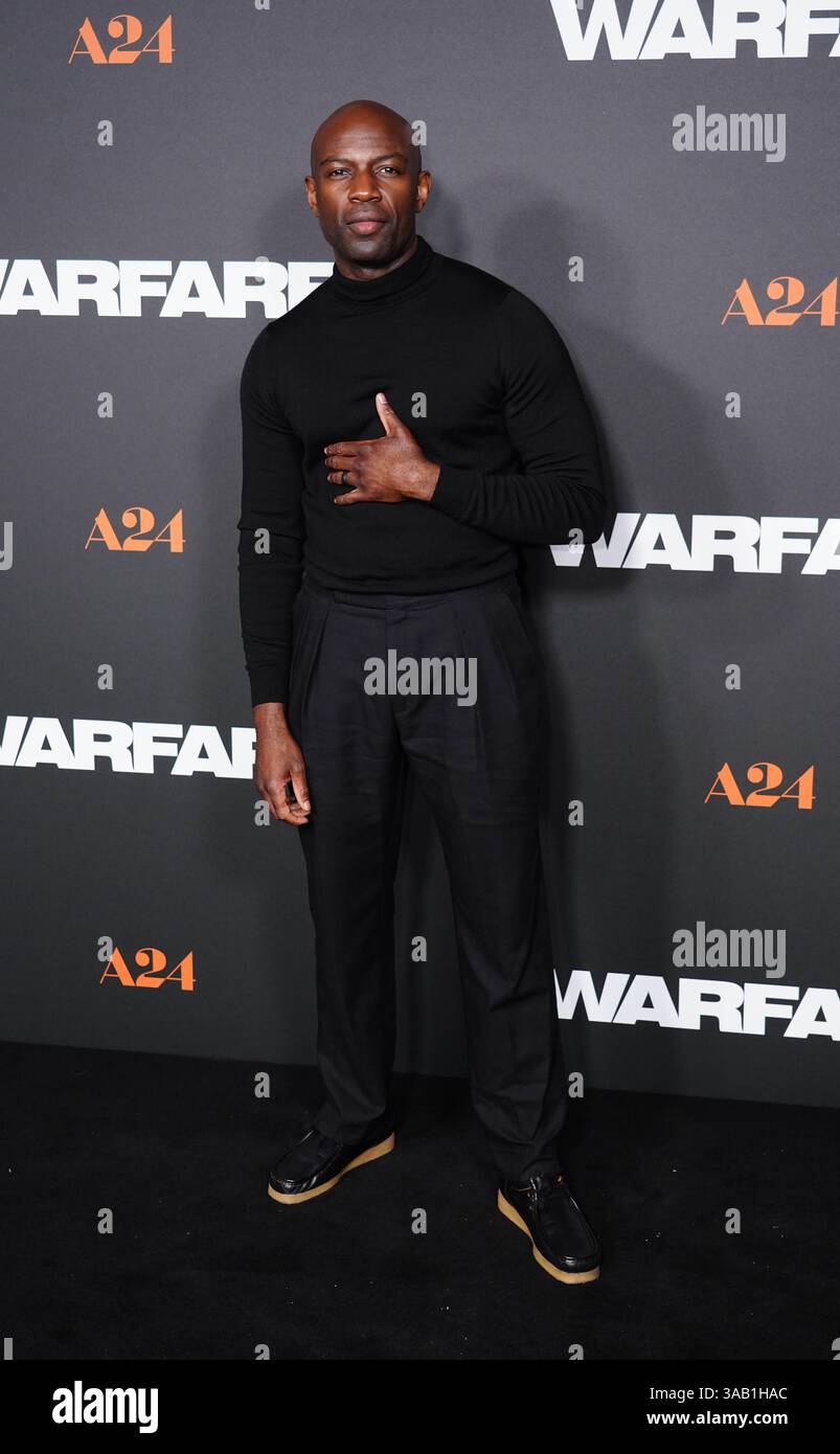 David Gyasi arriving for a special screening of Warfare, at The Cinema ...