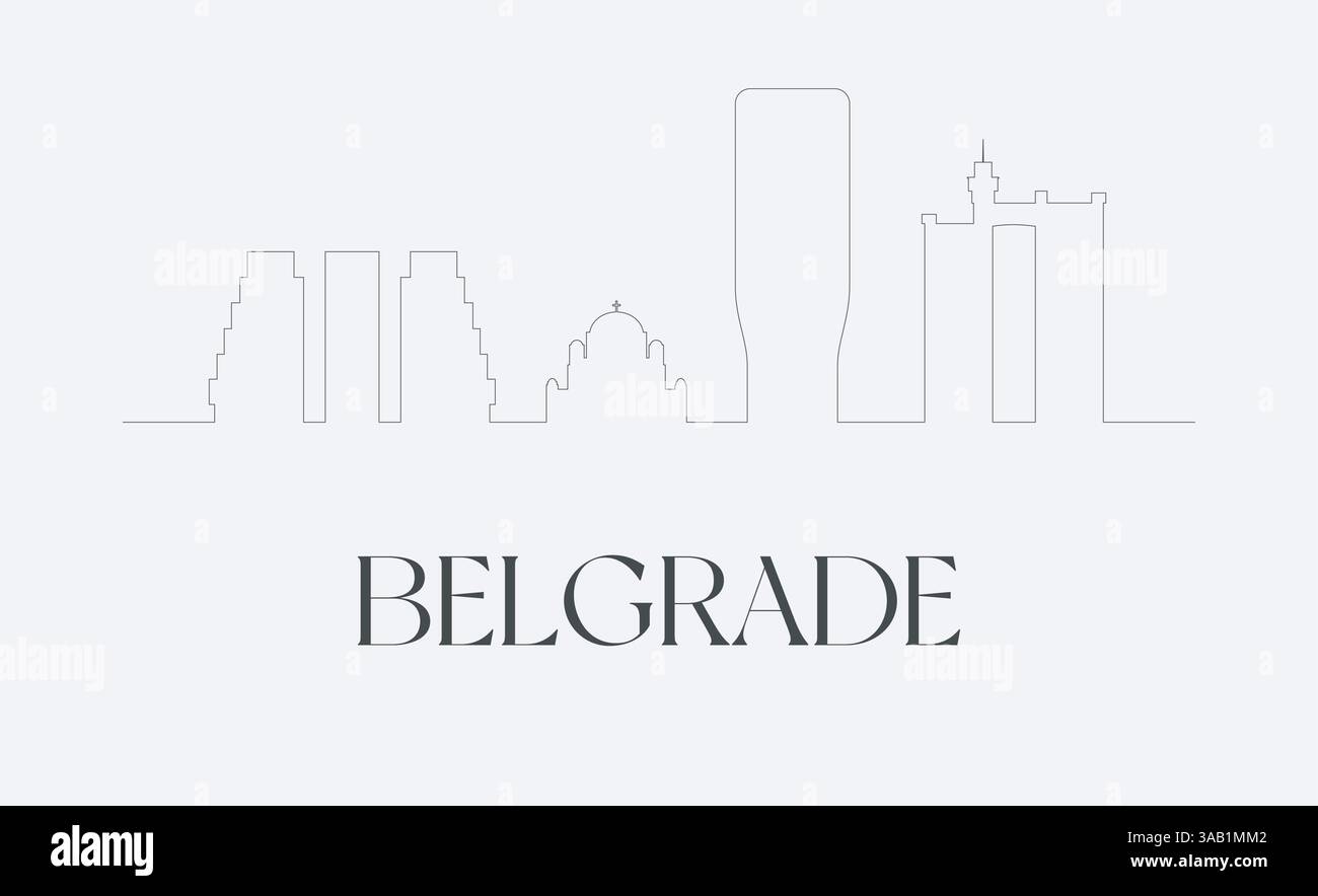 Single line illustration of Belgrade city. Simple minimalist skyline ...