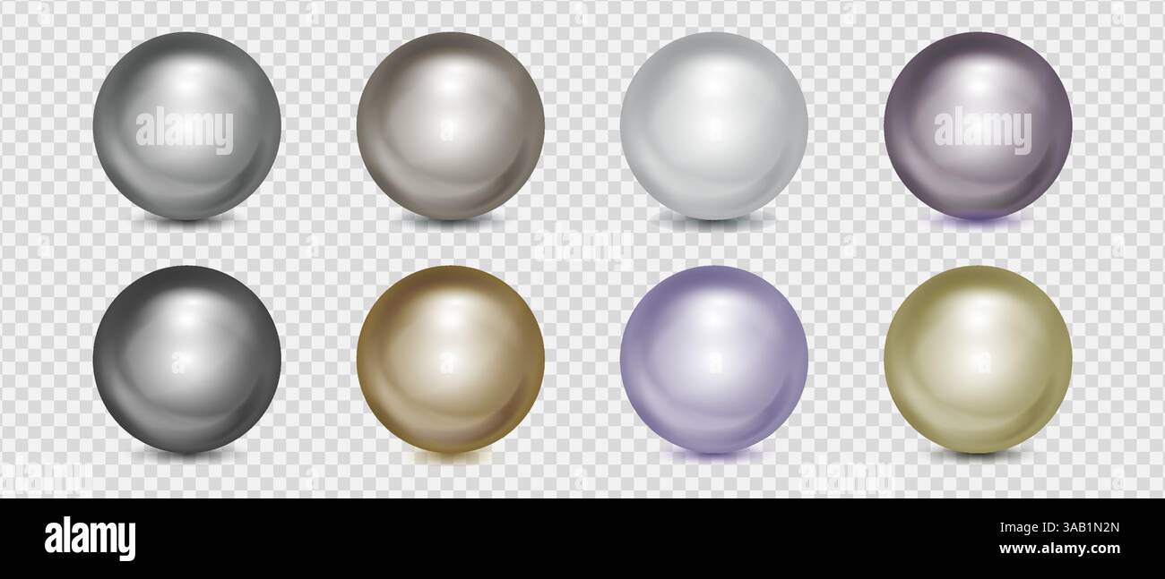 Realistic colored 3d balls set, Metallic gray and golden pearl spheres ...