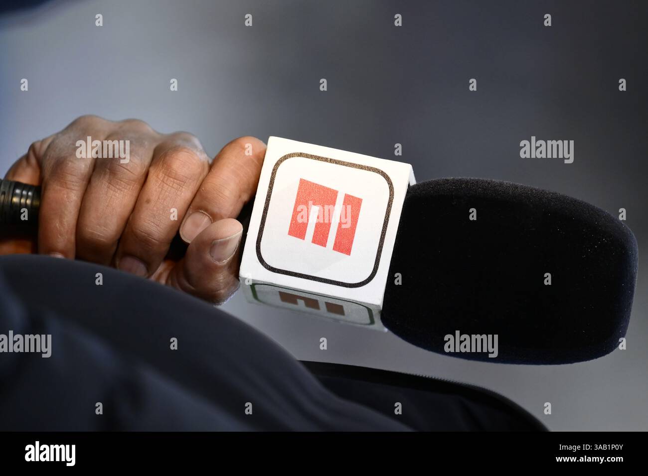 ALKMAAR - ESPN microphone during the Dutch Eredivisie match between AZ ...