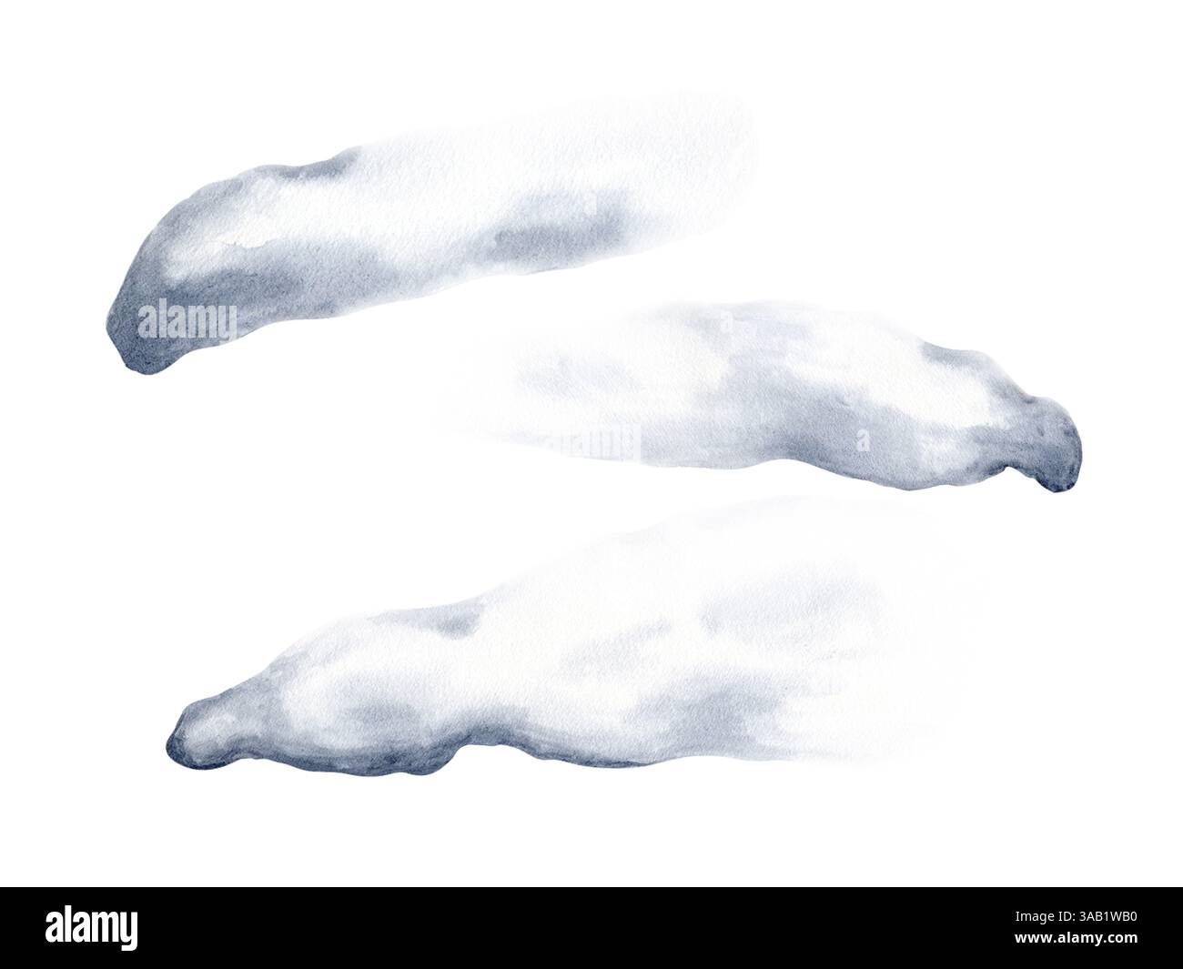 Set of smoke, steam, fume isolated on white. Watercolor vapor flutters ...