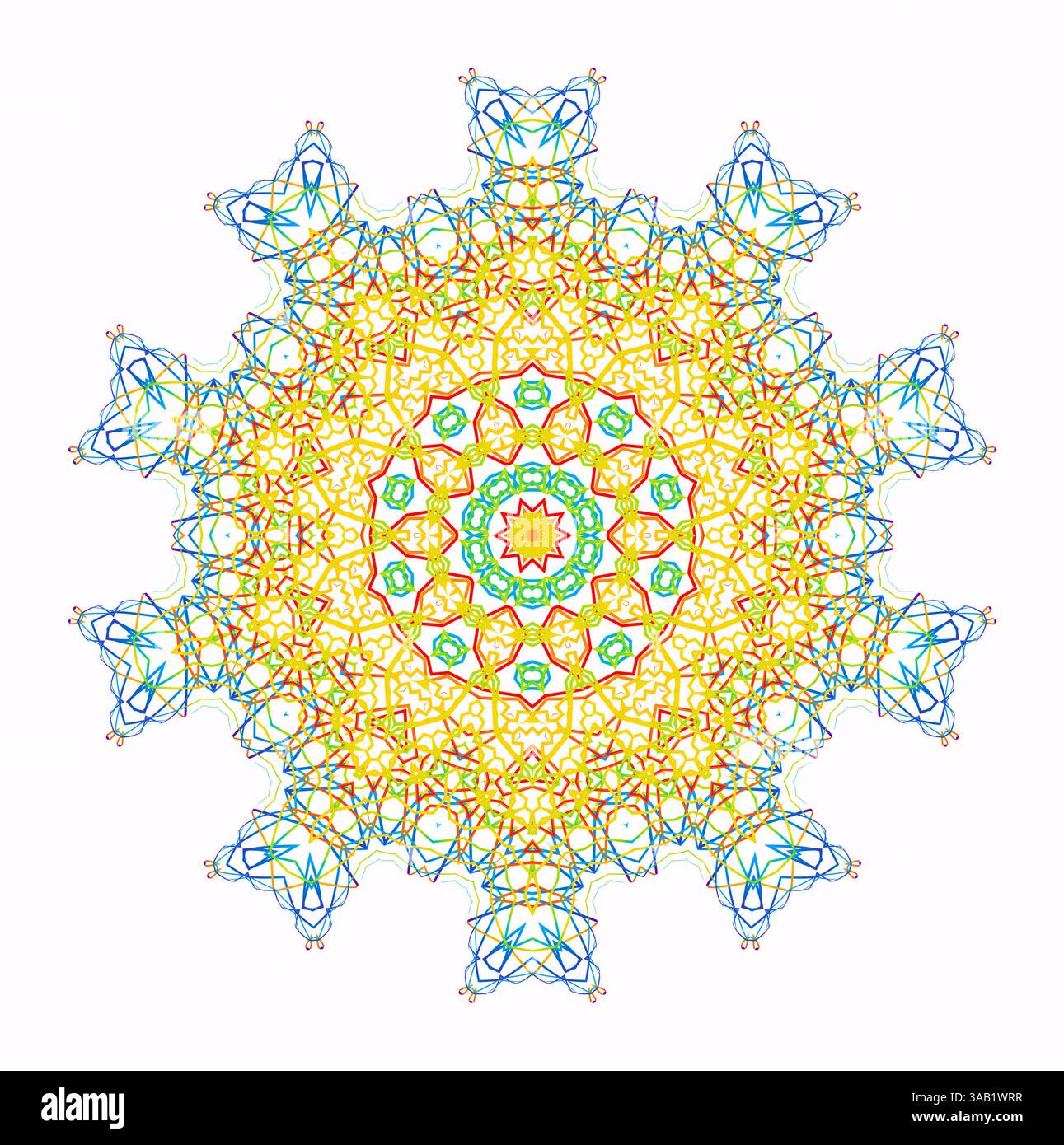 Abstract concentric pattern shape from colorful lines on white ...