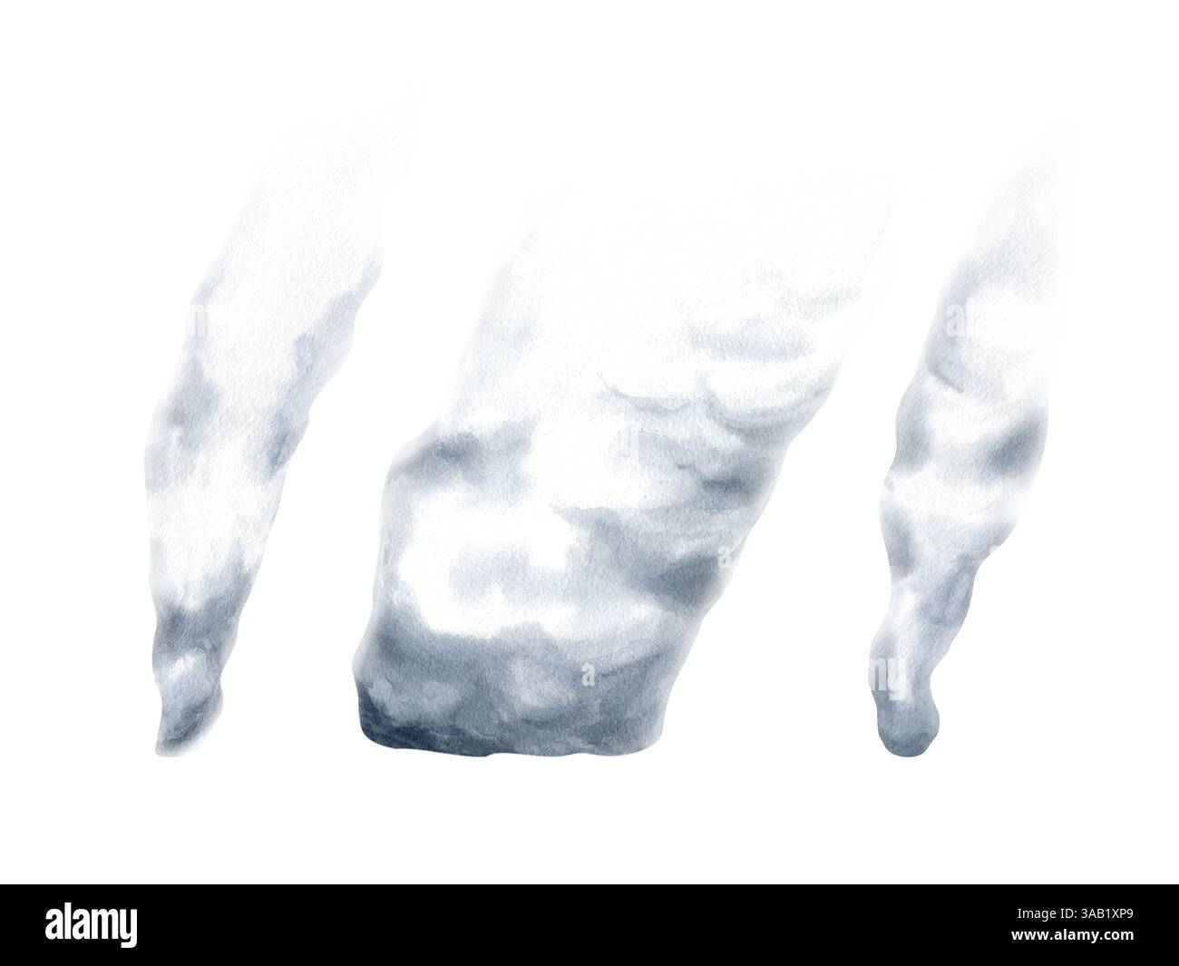 Set of smoke, steam, fume isolated on white. Watercolor vapor ...