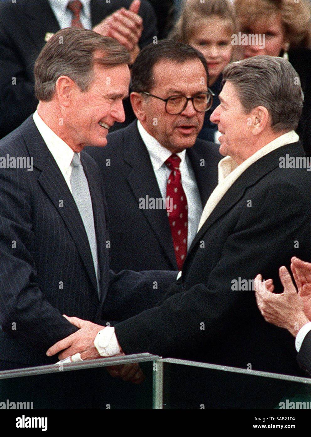 January 20, 1989 - Washington, DC, USA - President Ronald Reagan greets ...