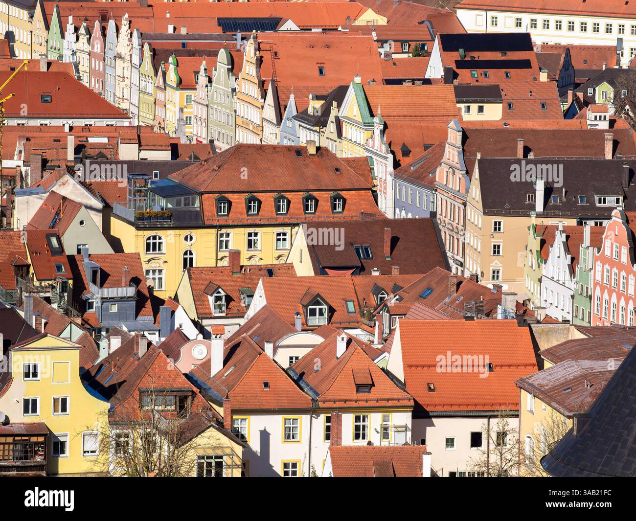 Rooftop view of Landshut, a historic city in Bavaria, Germany, known ...