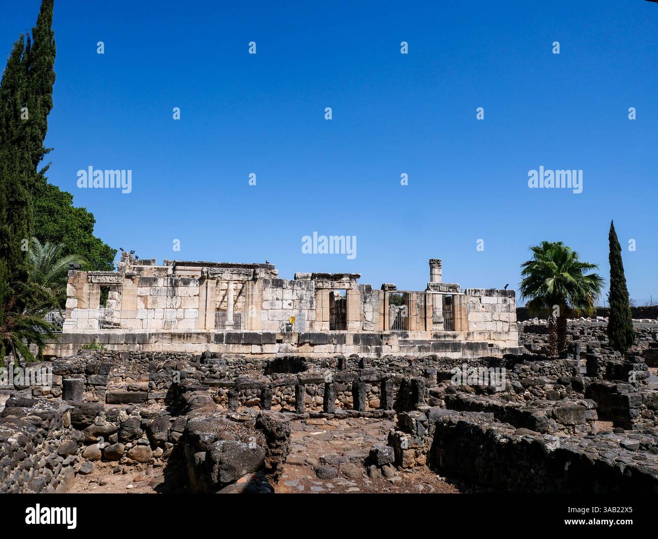 Facade of the Byzantine period synagogue at the archaeological site of ...
