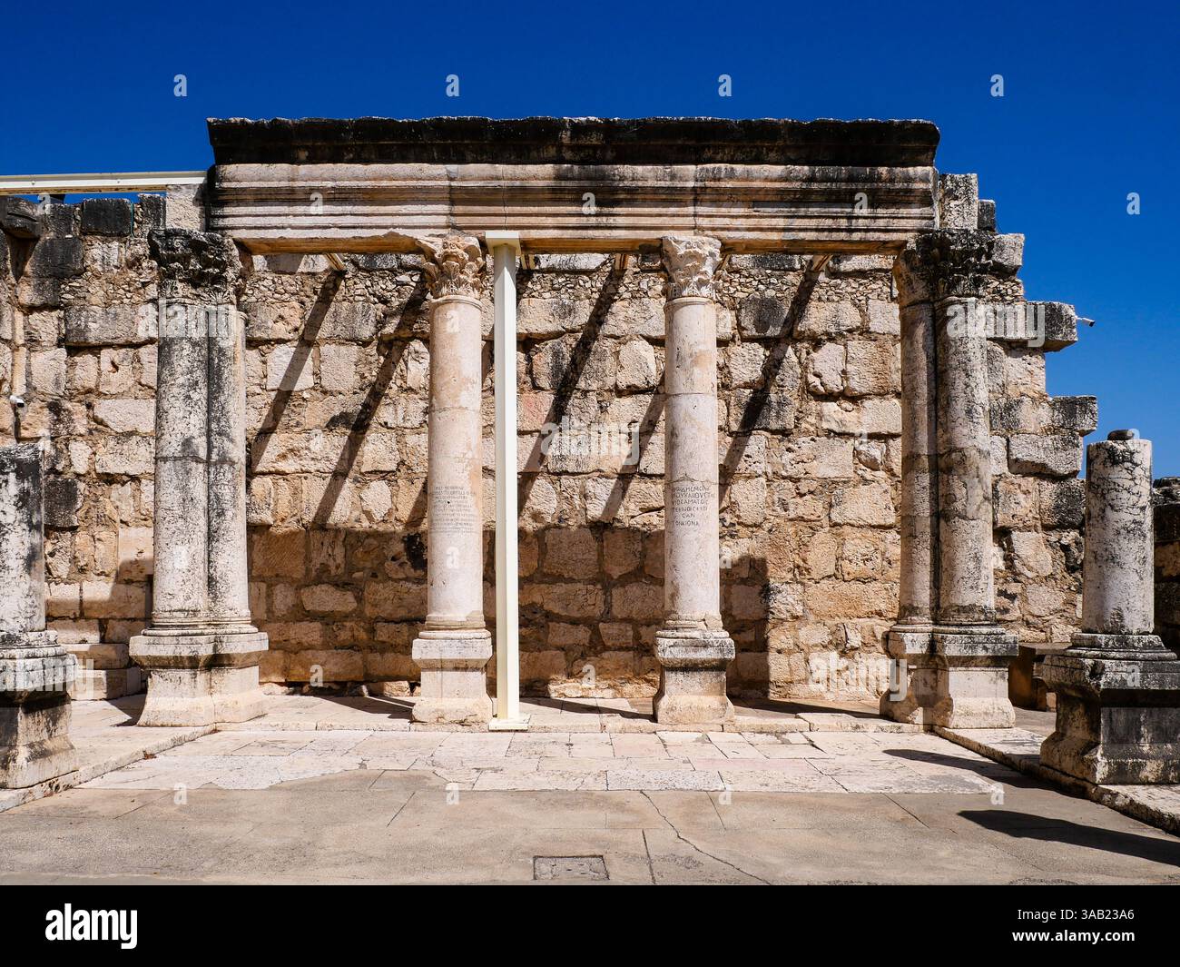 Prayer hall of the Byzantine synagogue at the archaeological site of ...