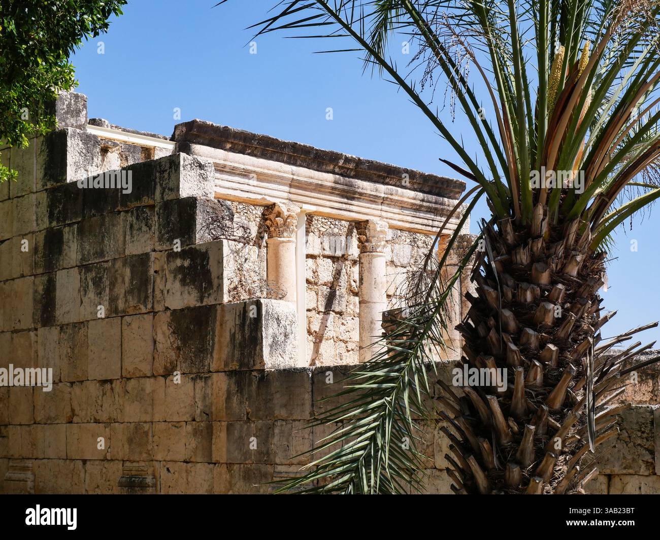 Looking into the prayer hall of the Byzantine synagogue at the ...