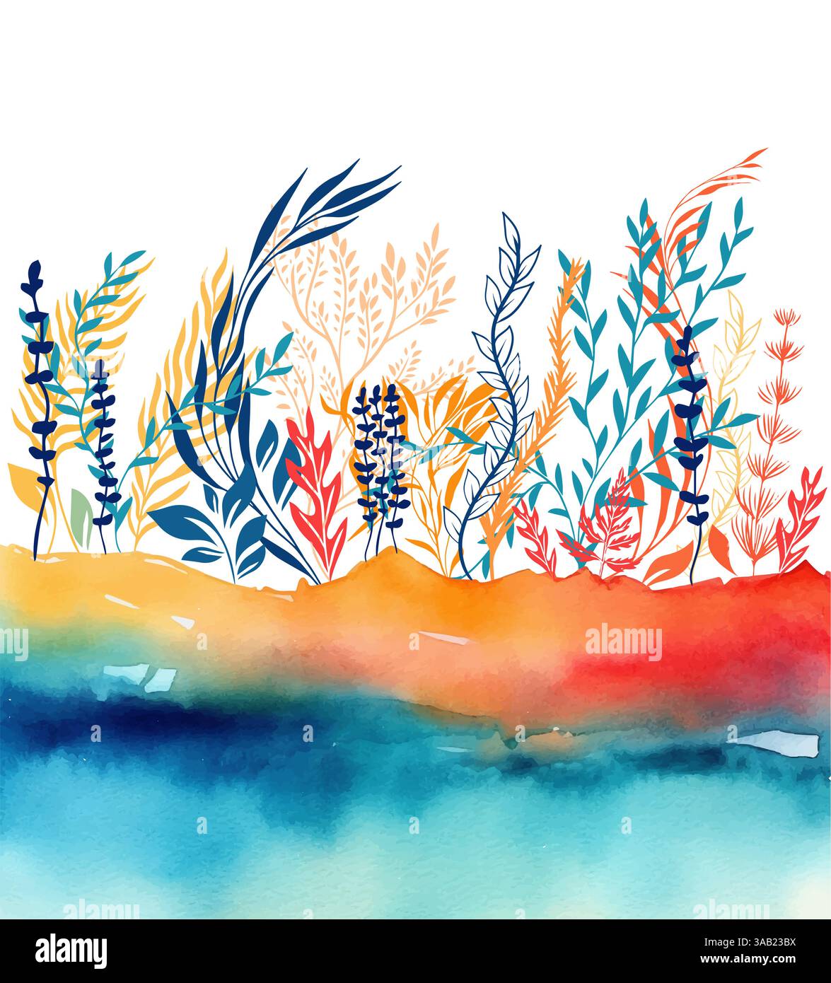 Spring time colorful watercolor flowers. Abstract colorful floral ...