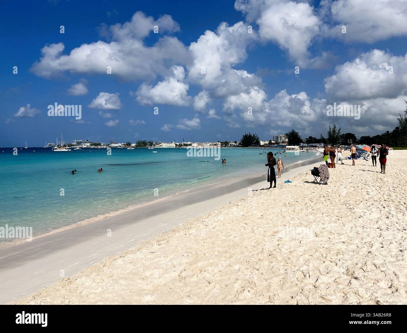 Bridgetown, Barbados - Jan 04, 2025: Enjoying the beautiful weather on ...