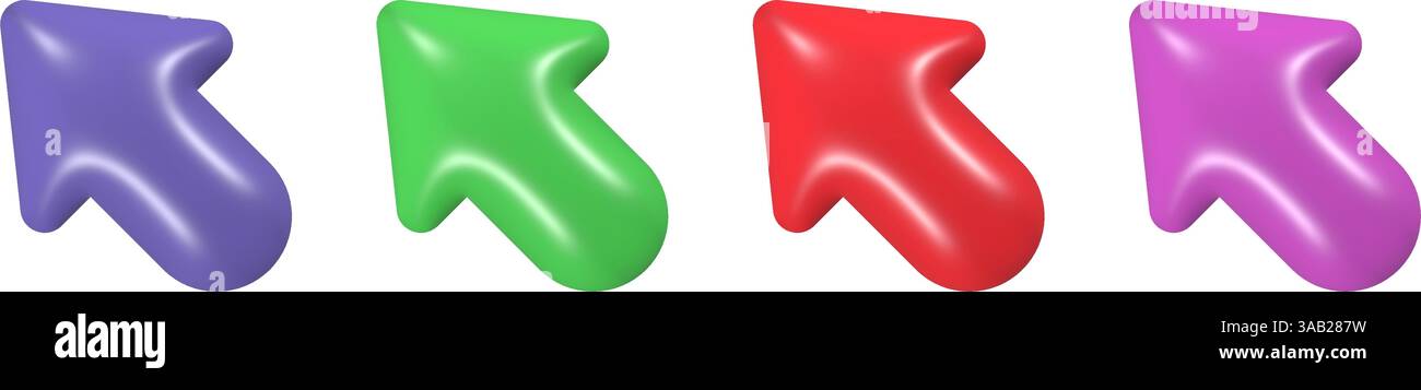 inflated colorful cursors. 3d pointers arrows isolated. Vector illustration Stock Vector Image ...