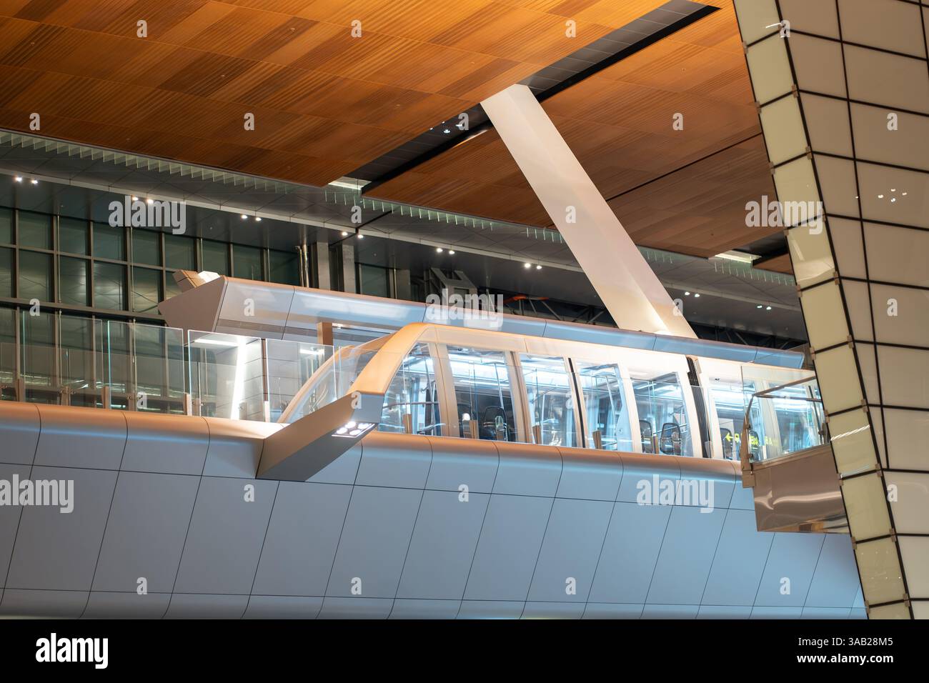 inter terminal shuttle train in international Doha airport, modern ...