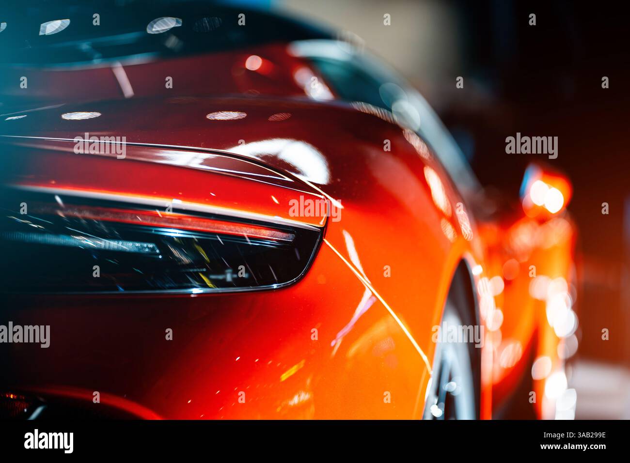 Stunning Red Sports Car Rear View in Showroom Display, Elegant Crimson ...