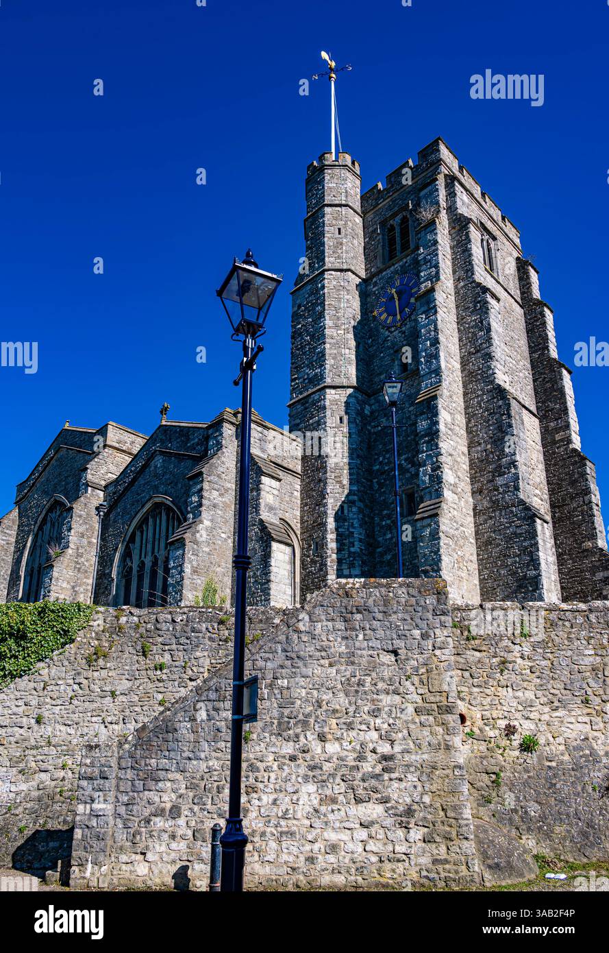 View of the All Saints Church in Maidstone from the riverwalk in a ...